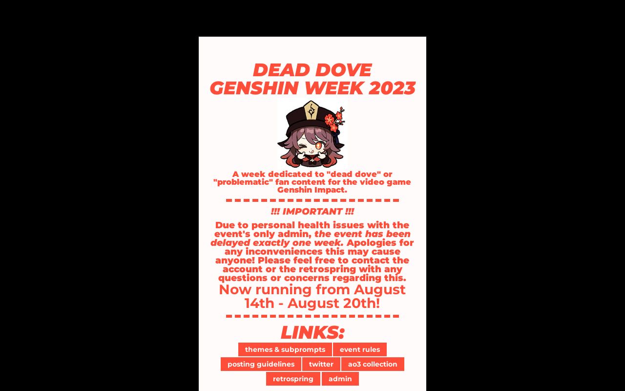 Dead Dove Genshin Week 2023